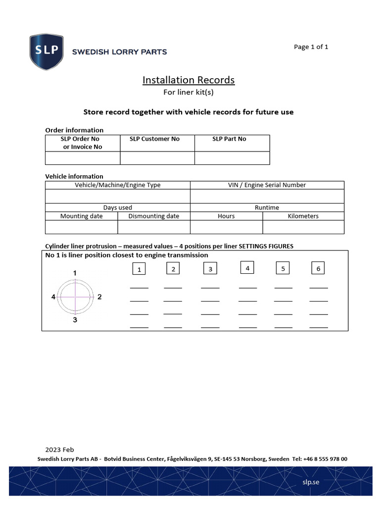 Installation Records - För Fodersatser | PDF