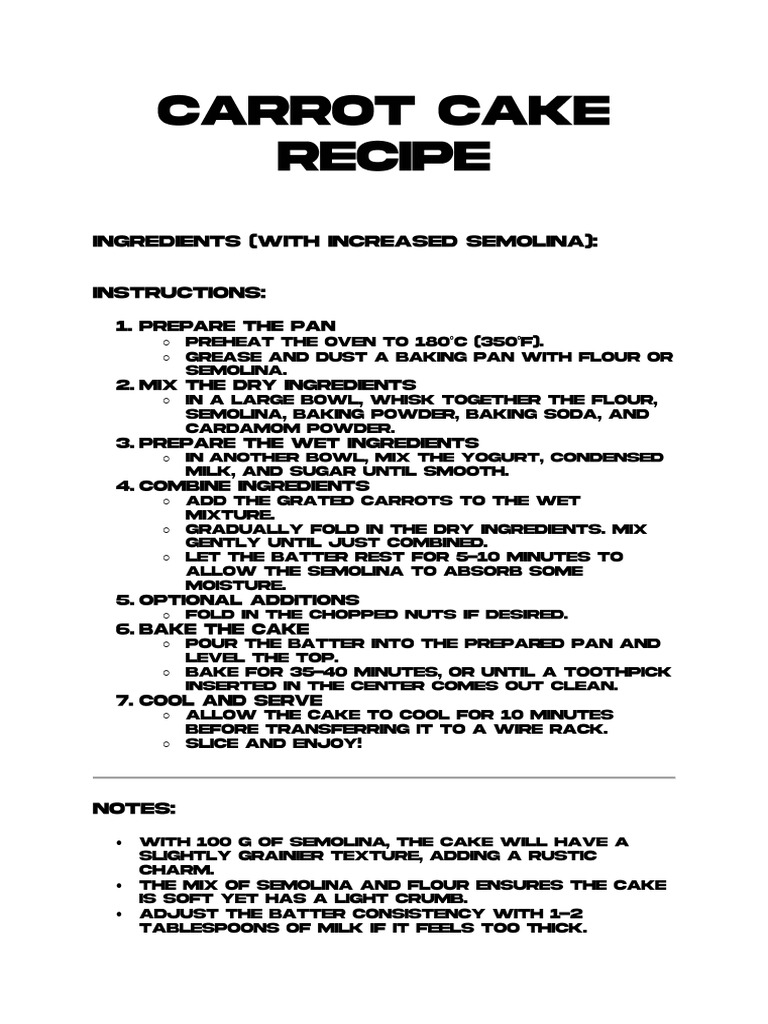 Carrot cake recipe | PDF