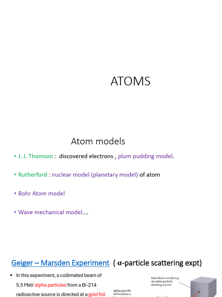 Class 12_Atom - 2024 | PDF | Electron | Atoms