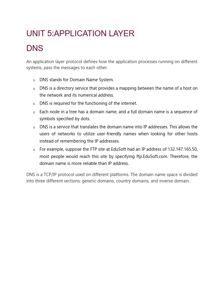cn unit 5 | PDF | Domain Name System | Networking