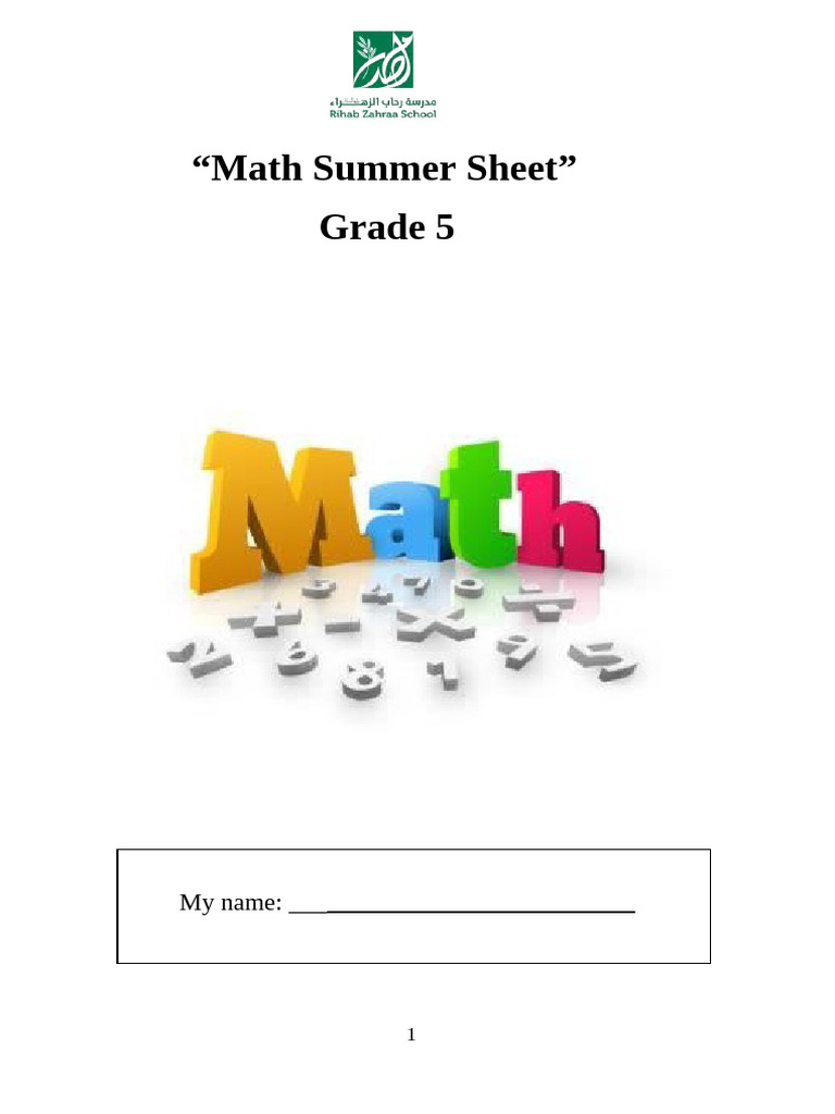Grade 5 Math Summer Worksheet | PDF | Mathematics | Numbers
