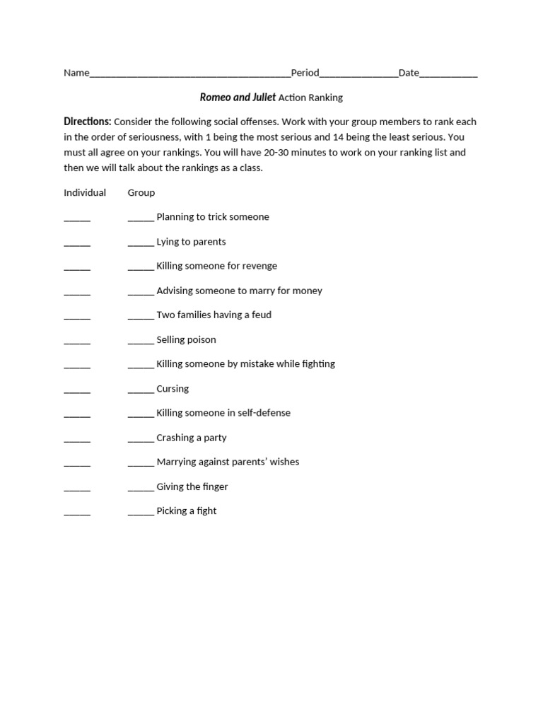 Romeo and Juliet Intro | PDF