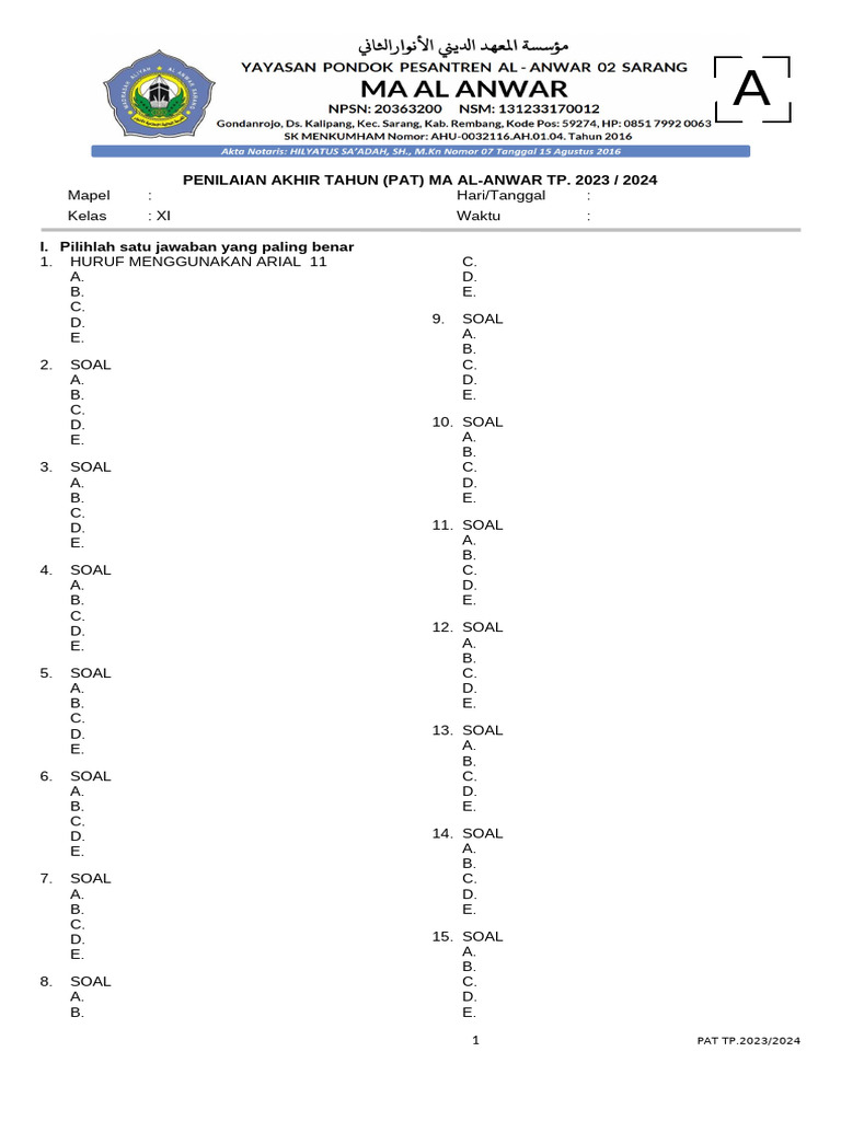 2)_FORMAT_SOAL_UKK_KELAS_XI_2023-2024[1] | PDF