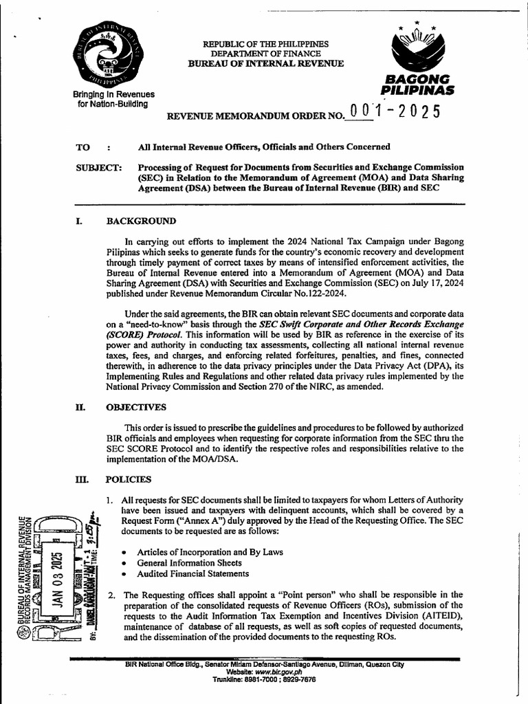 RMO No. 1-2025 | PDF