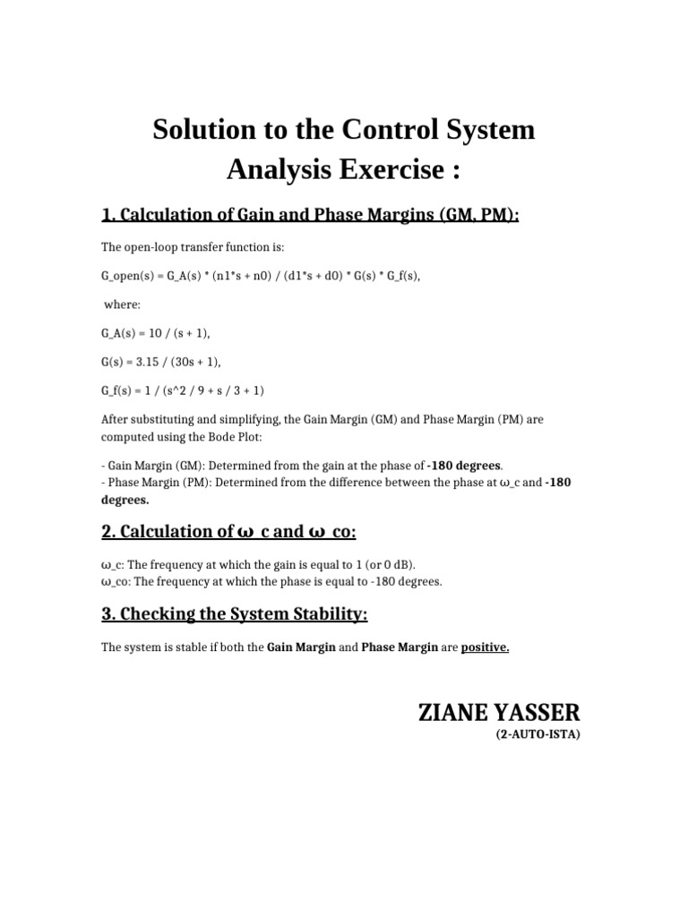 Control System Analysis Solution | PDF
