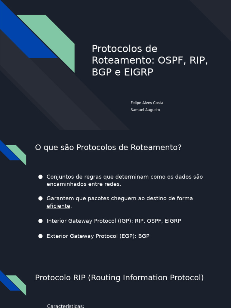 Protocolos de Roteamento - OSPF, RIP, BGP e EIGRP | PDF