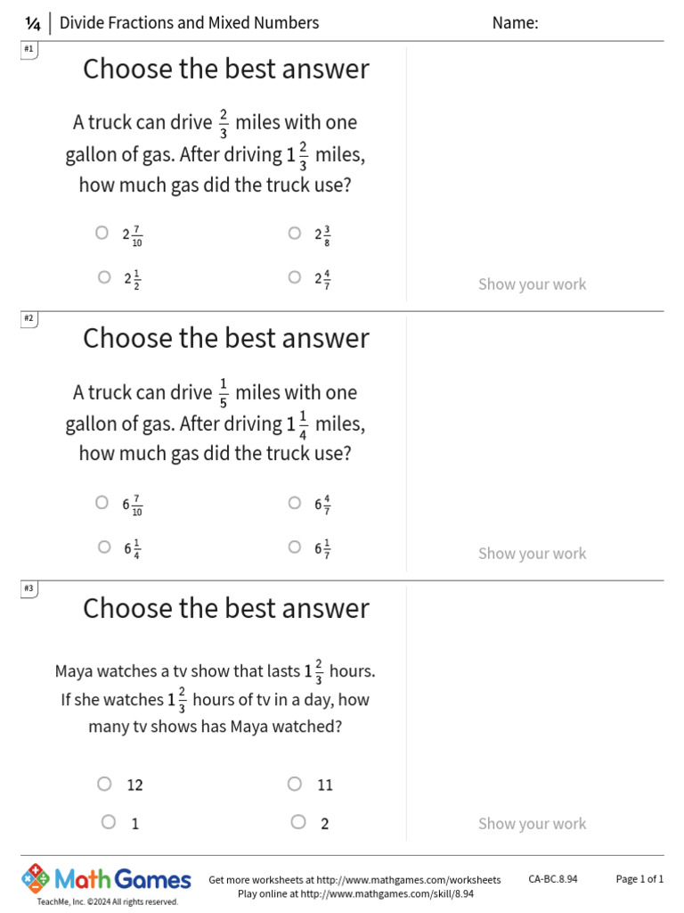 8 94 Divide Fractions and Mixed Numbers | PDF | Numbers | Mathematics