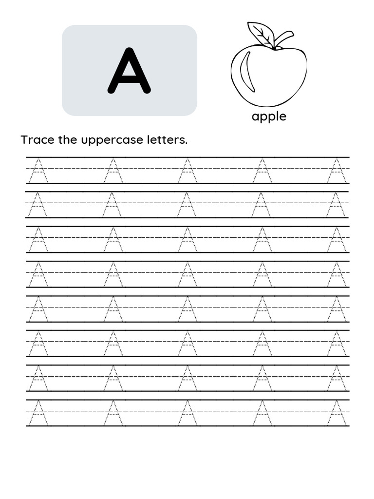 Black and White Letter A Tracing Worksheet | PDF | Letter Case | Collation