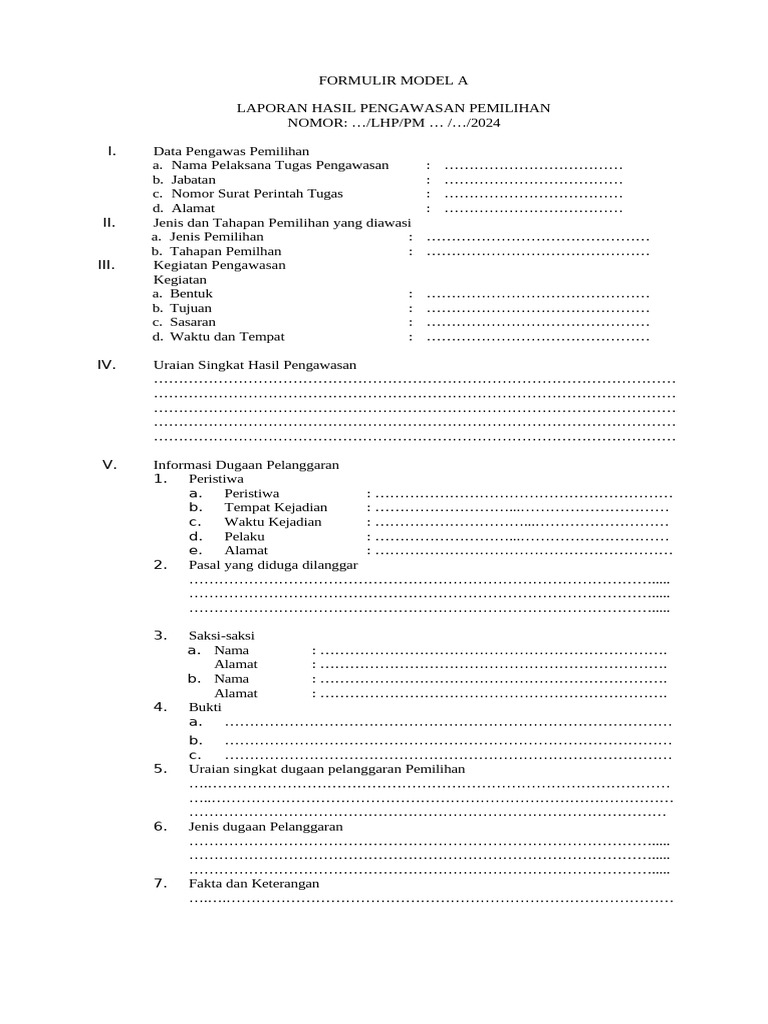 FORMULIR MODEL A (new) | PDF