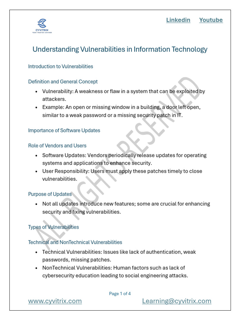 Security+Vulnerabilities Study+Notes Cyvitrix | PDF | Vulnerability ...