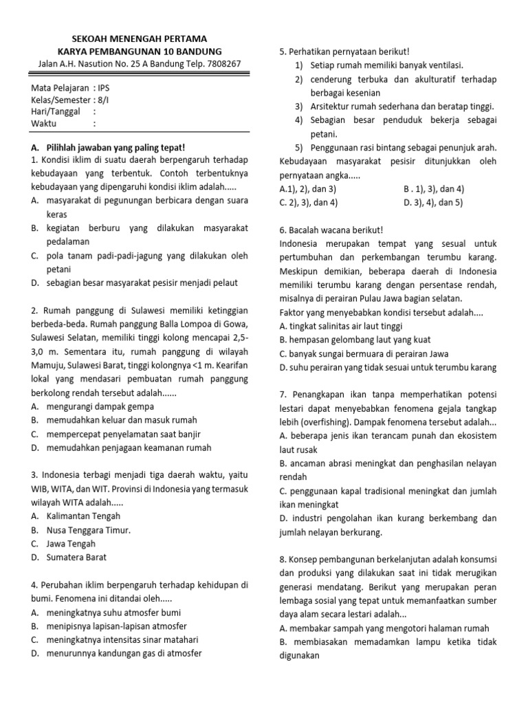 PTS IPS Kelas 8 | PDF