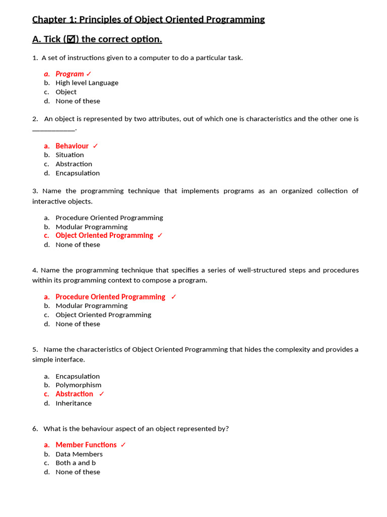 Chapter 1 Principles of Object Oriented Programming | PDF | Class ... Chapter 1 Principles of Object Oriented Programming | PDF | Class ...