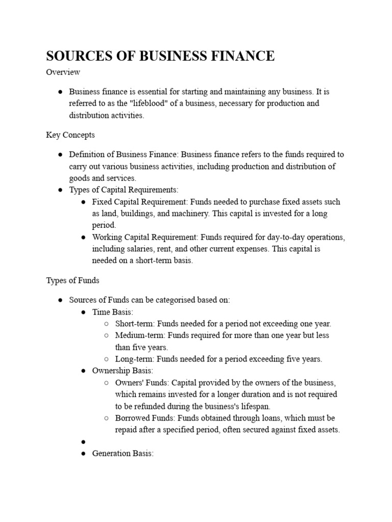 Sources of Business Finance | PDF | Investing | Expense