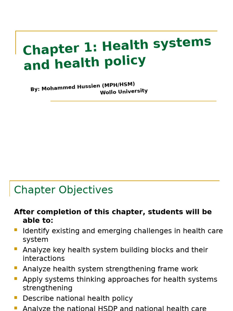 Chapter 1 - Health Systems and Policy | PDF | Healthcare Industry | Policy