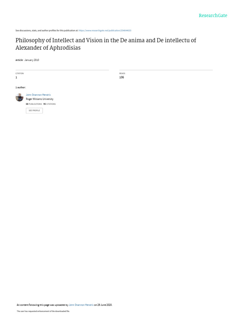 Philosophy of Intellect and Vision in The de Anima | PDF | Nous | Thought