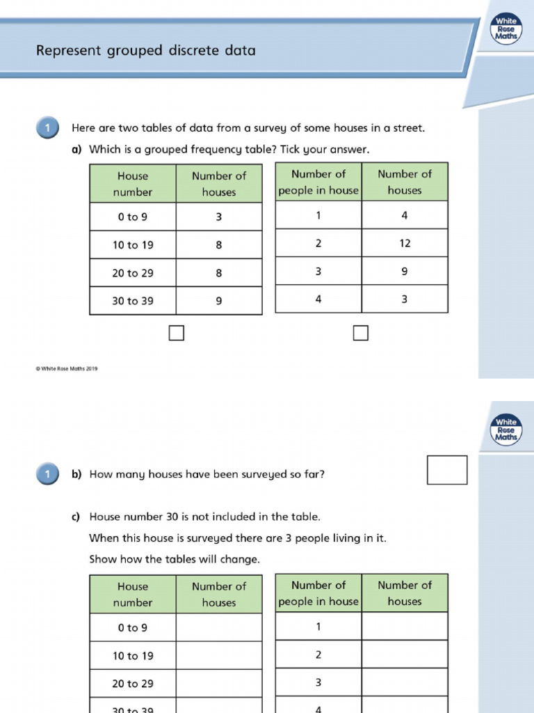 Y8 Autumn Block 5 PPT8 Represent Grouped Discrete Data 2019 | PDF