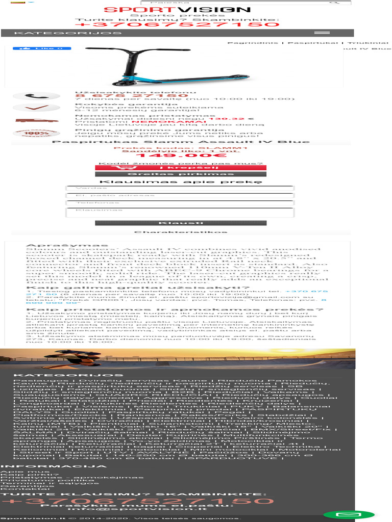 Paspirtukas Slamm Assault IV Blue | PDF