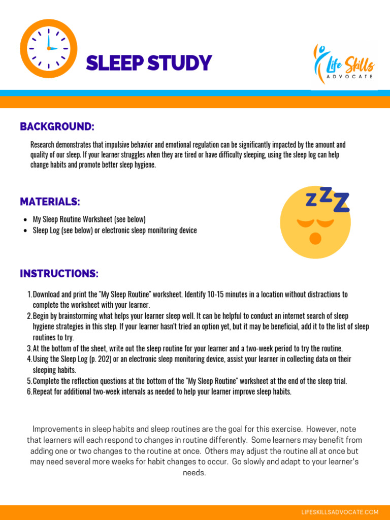 Sleep Study Workbook Activity | PDF | Sleep | Learning