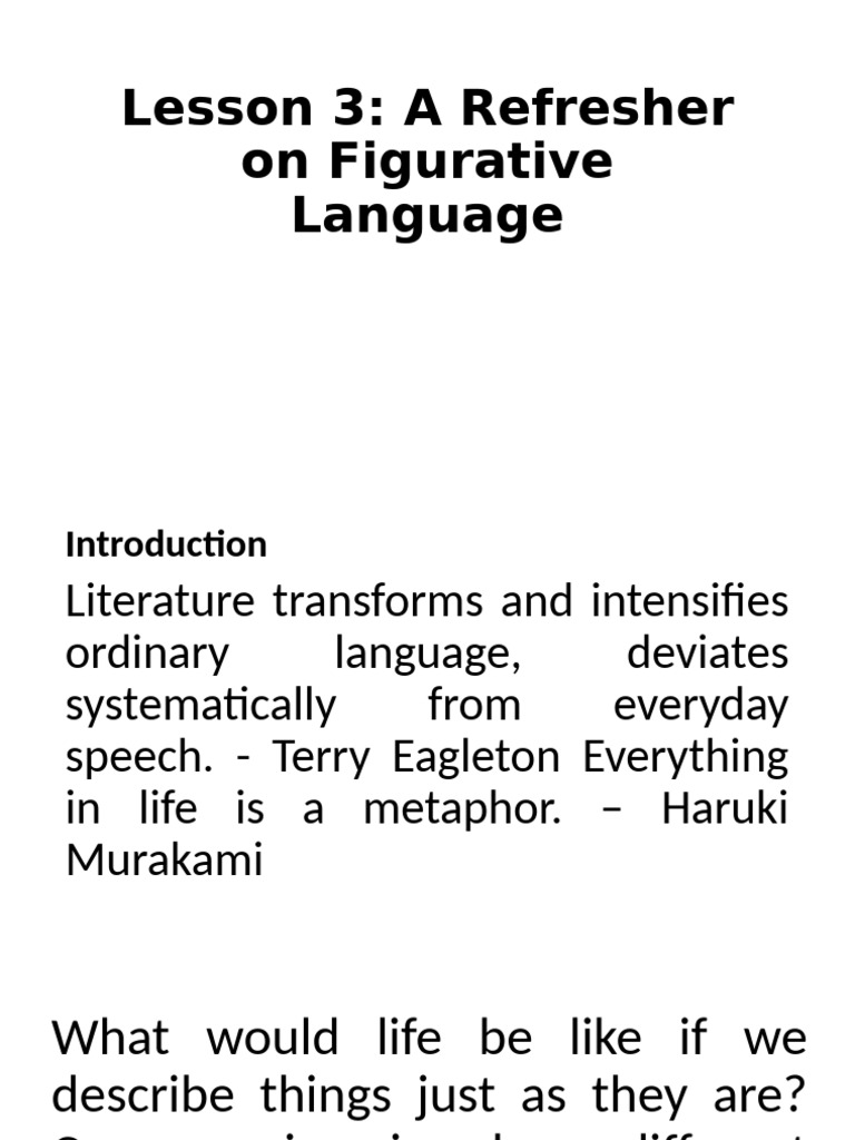 Lesson 3 A Refresher On Figurative Language New | PDF | Irony | Idea