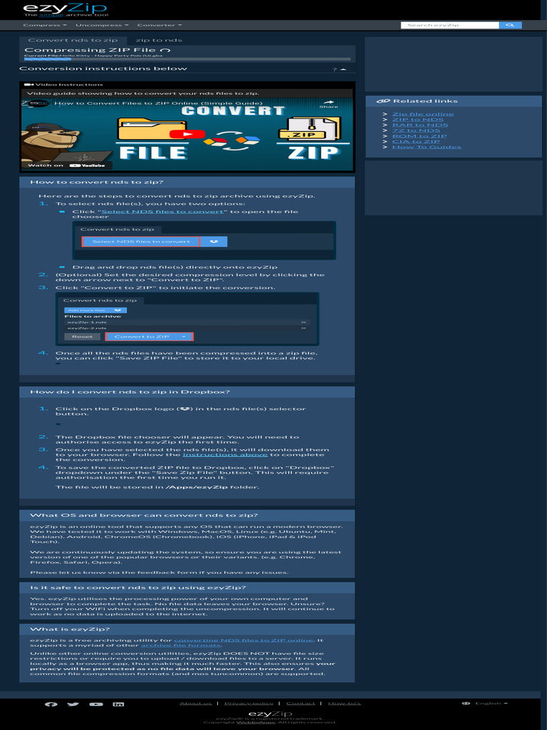 Convert NDS to ZIP Online. Quick, Secure & FREE! - ezyZip | PDF | Zip (File Format) | Computer File