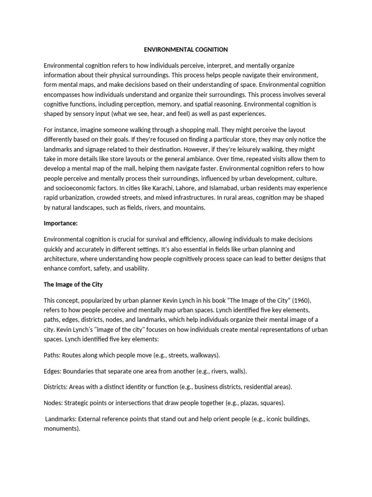 Environmental Cognition Notes | PDF | Risk | Perception
