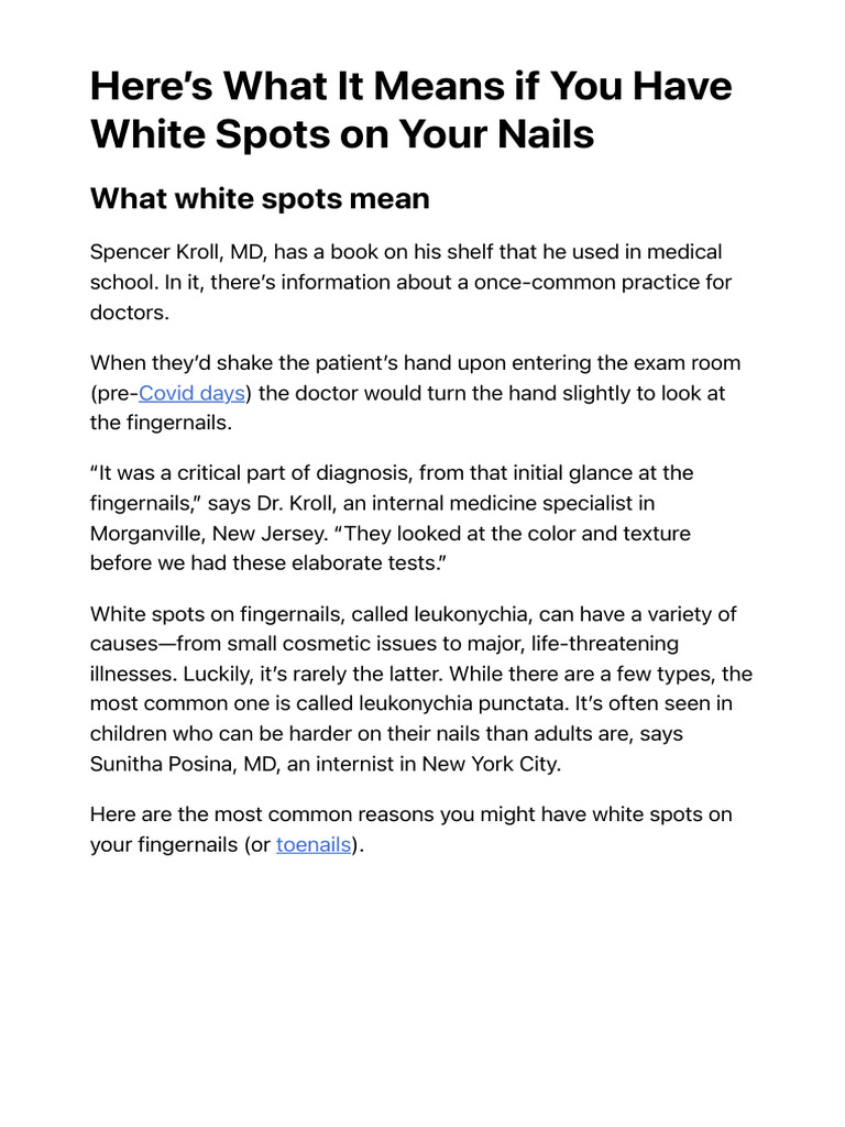 Here's What It Means if You Have White Spots on Your Nails | The ... Here's What It Means if You Have White Spots on Your Nails | The ...