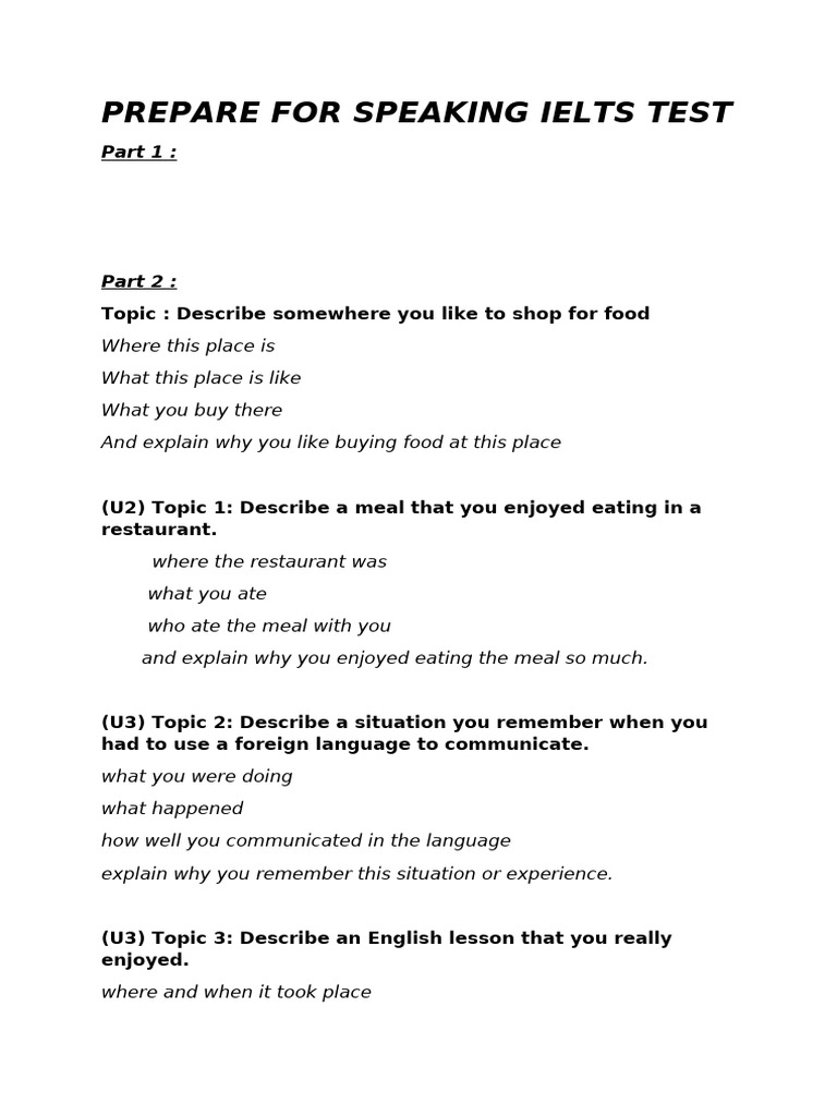 IELTS Speaking Test Preparation Guide | PDF