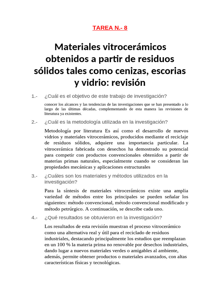 TAREA N 8 FIORELA LUPACA PARI IMPACTO AMBIENTAL | PDF | Residuos | Sólido