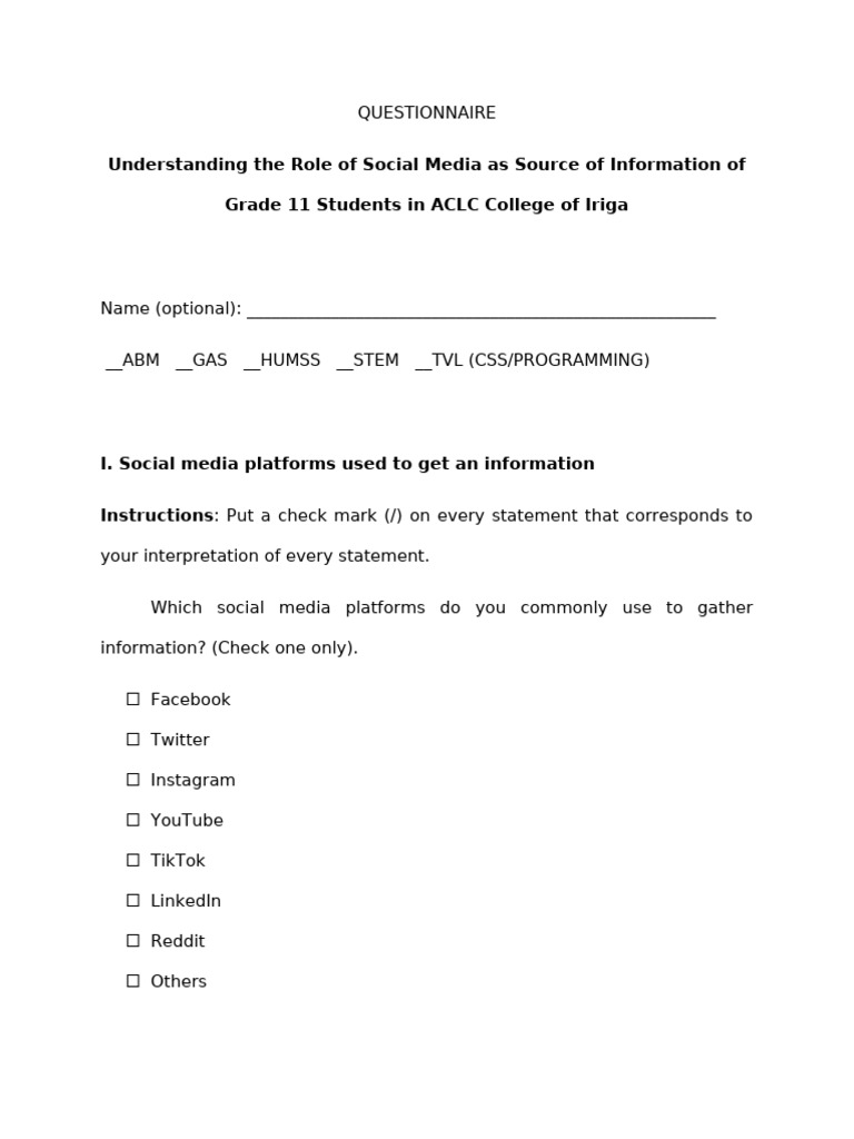 QUESTIONNAIRE PR2 | PDF