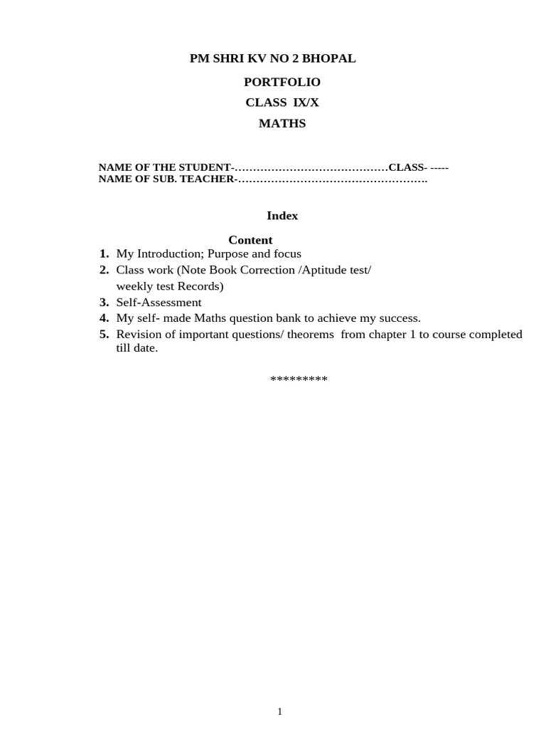 Portfolio For Classes IX & X DEVENDRA | PDF