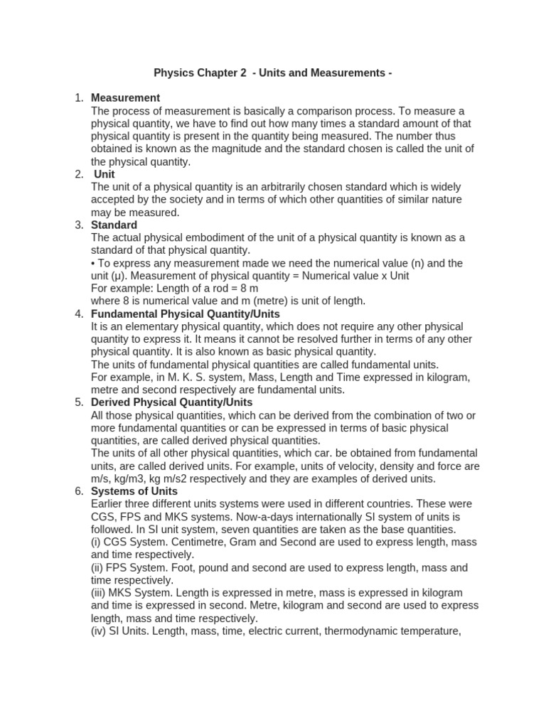 Physics Chapter 2 | PDF | Significant Figures | International System Of ...