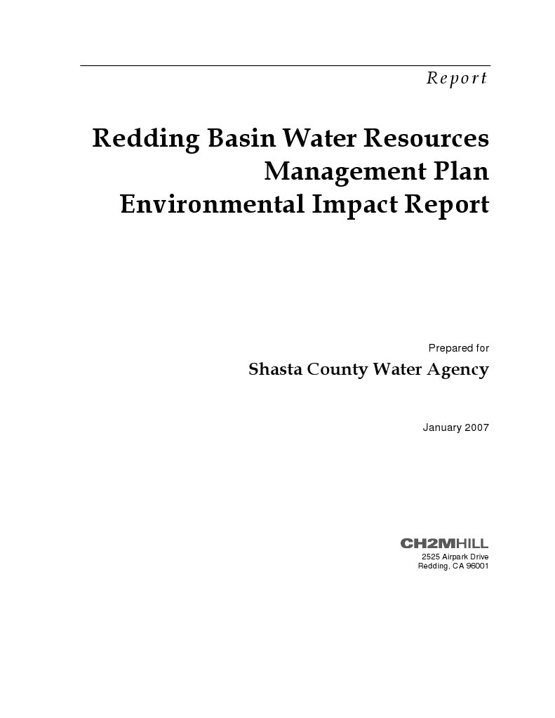 Redding Basin Water Resources Management Plan | PDF | Water Resources ...