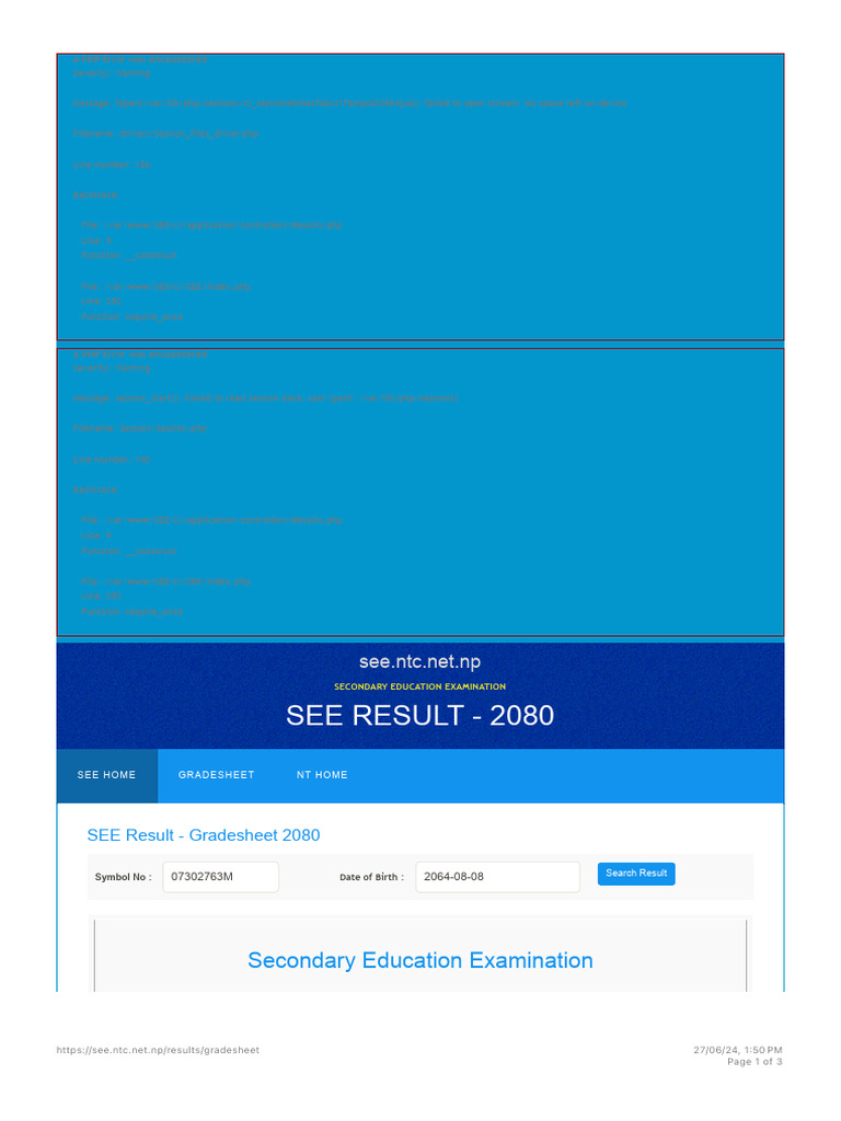 NEPAL TELECOM - SEE - NTC.NET - NP - SEE Results 2080 | PDF | Software ...