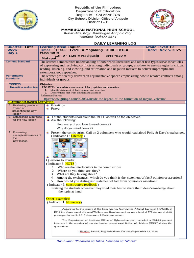 CO2 Assertion, Fact, Opinion Final1 | PDF | Cognition | Learning