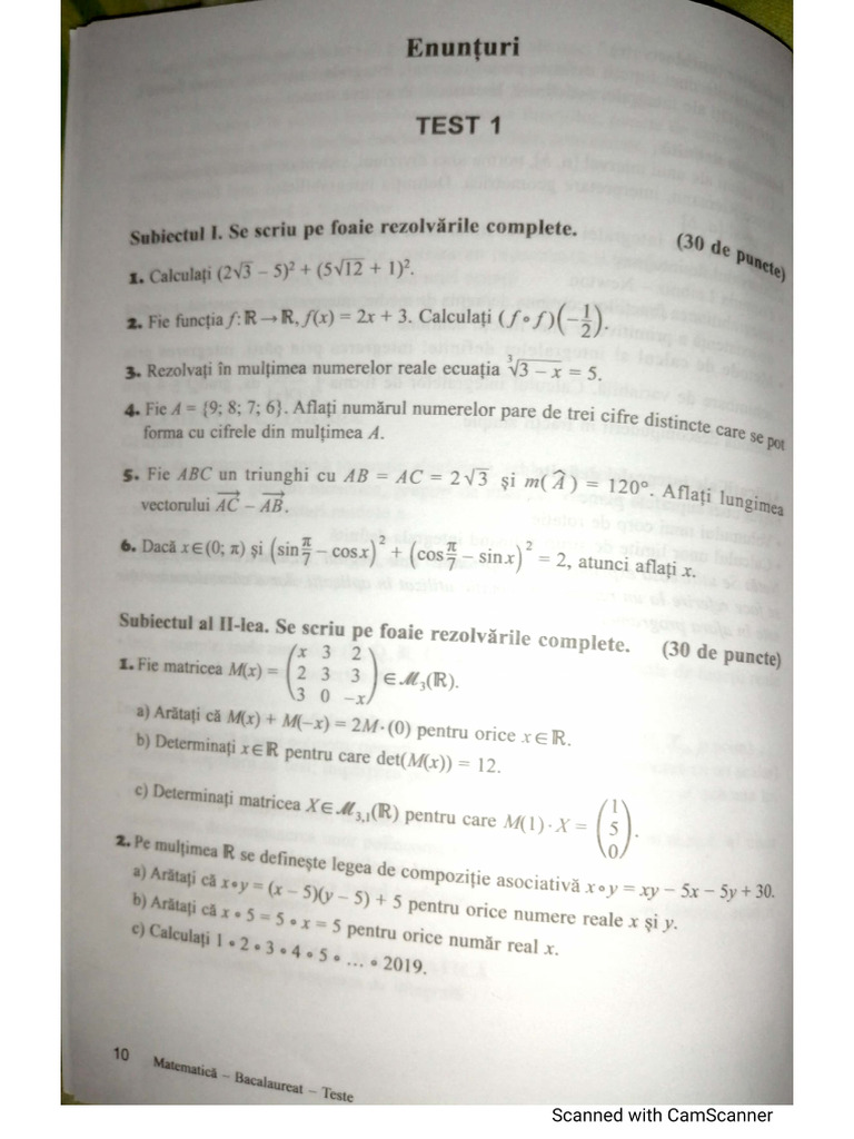 Bac m1 Enunțuri Booklet | PDF