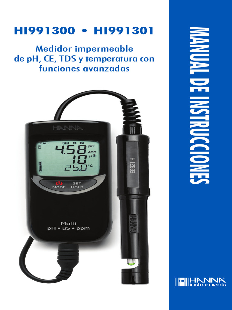 Español Manual Medidor Portátil de PH EC TDS HI991300 | PDF | Residuos | Calibración