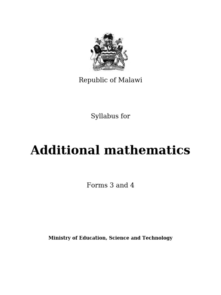 Additional Maths Syllabus Forms 3-4 | PDF | Trigonometric Functions | Function (Mathematics)