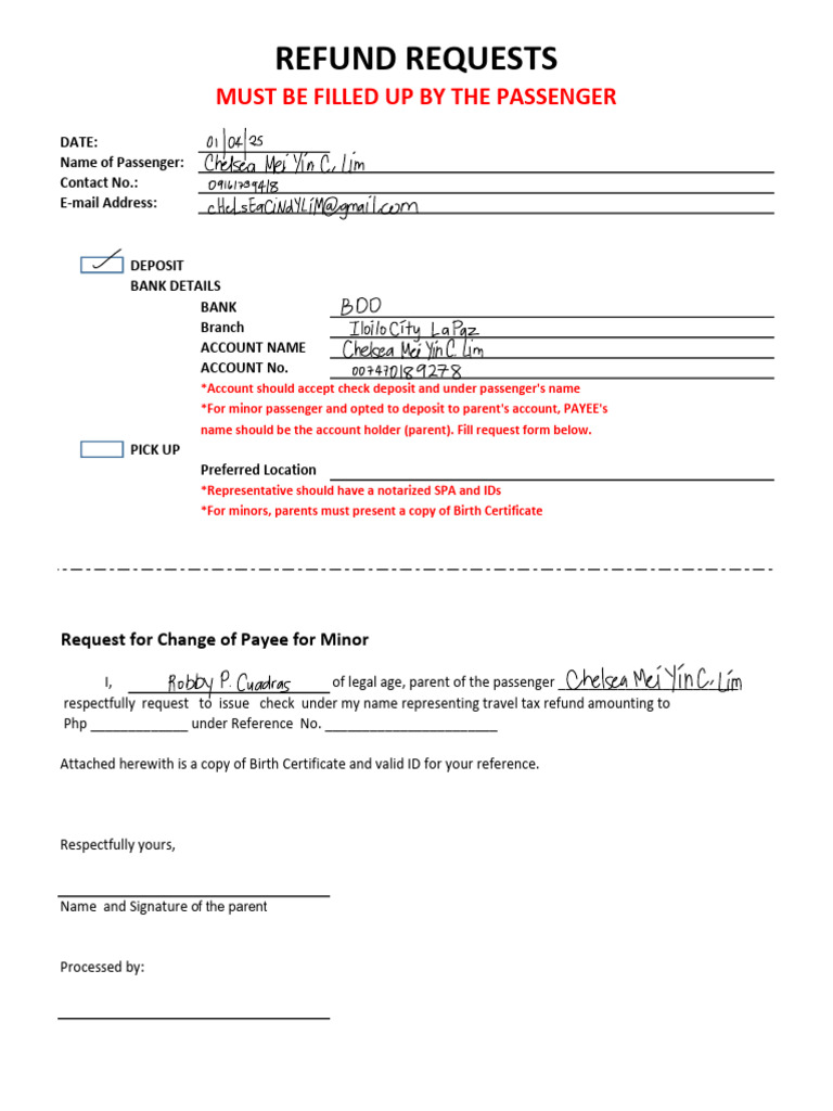 Refund Request Form (Updated) | PDF