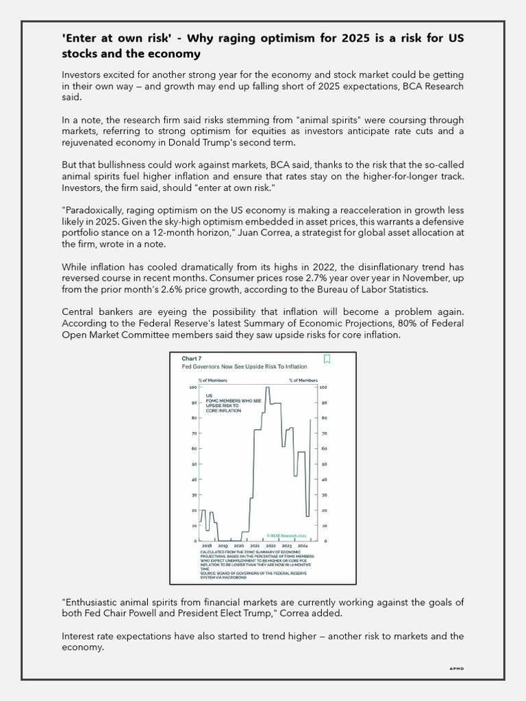 'Enter at Own Risk' - Why Raging Optimism For 2025 Is A Risk For US ...