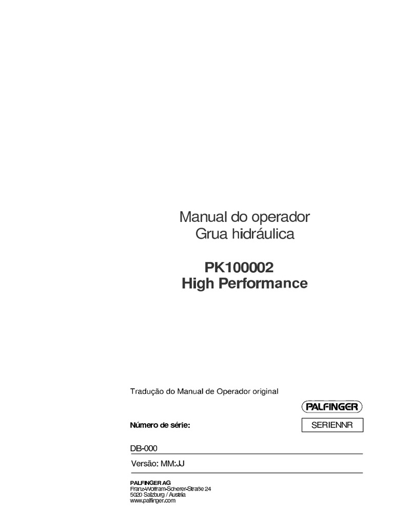 Manual Operação PK100002 | PDF | Guindaste (máquina) | União Europeia