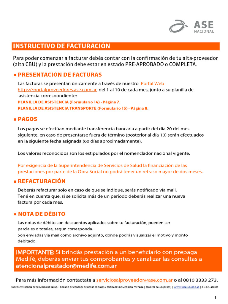 Ase - Instructivo Facturación 2022 | PDF