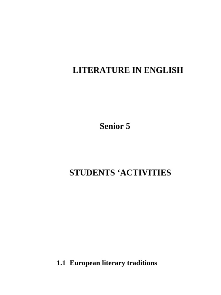 LITERATURE IN ENGLISH s5 Student Activities Unit I | PDF | Odyssey | Homer