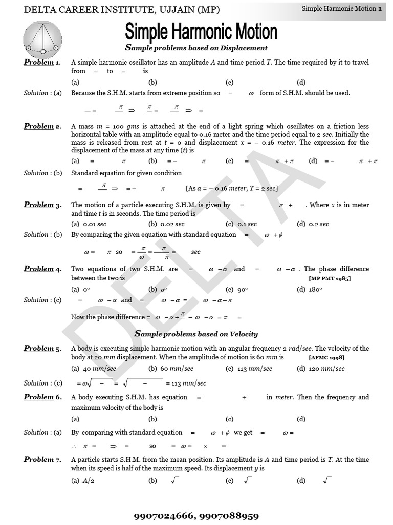12.simple Harmonic Motion Teacher | PDF | Oscillation | Mechanical ...