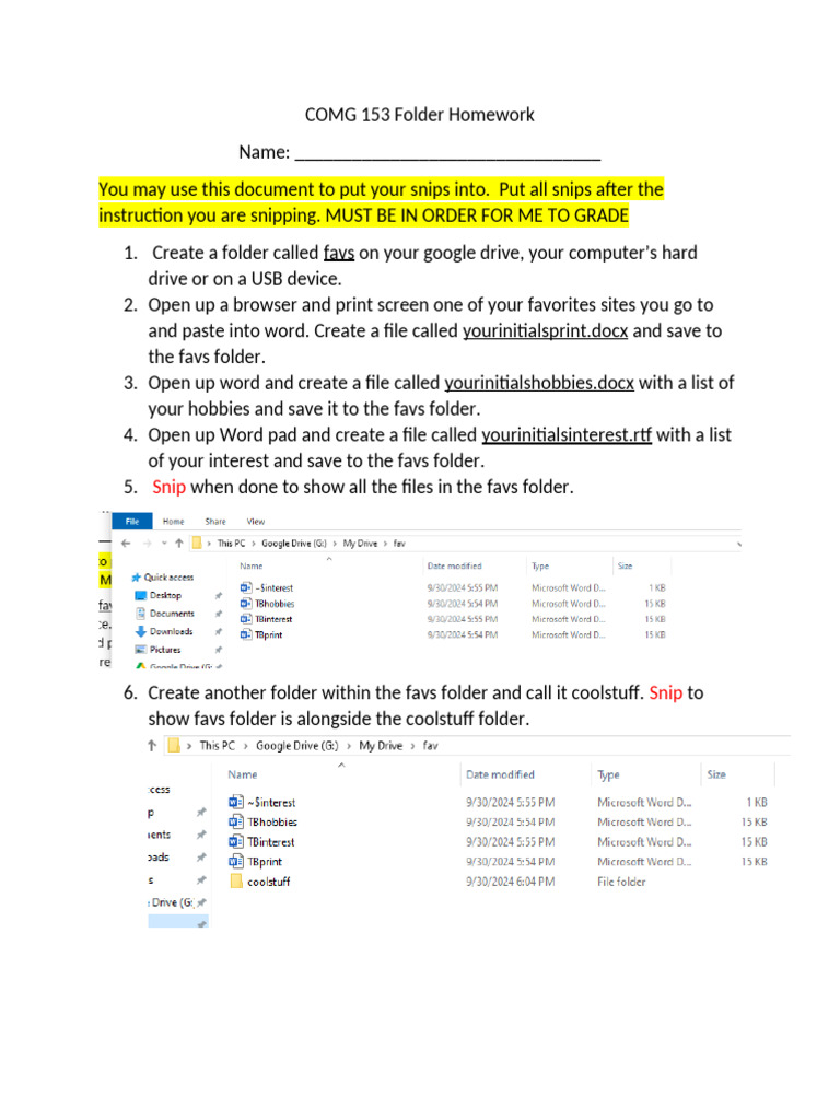 Folder Organization Assignment Guide | PDF