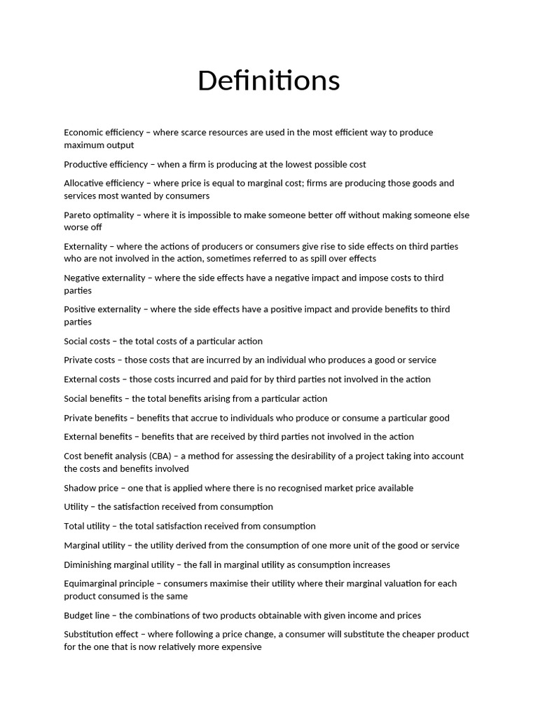 Key Economic Concepts and Definitions | PDF | Unemployment | Taxes