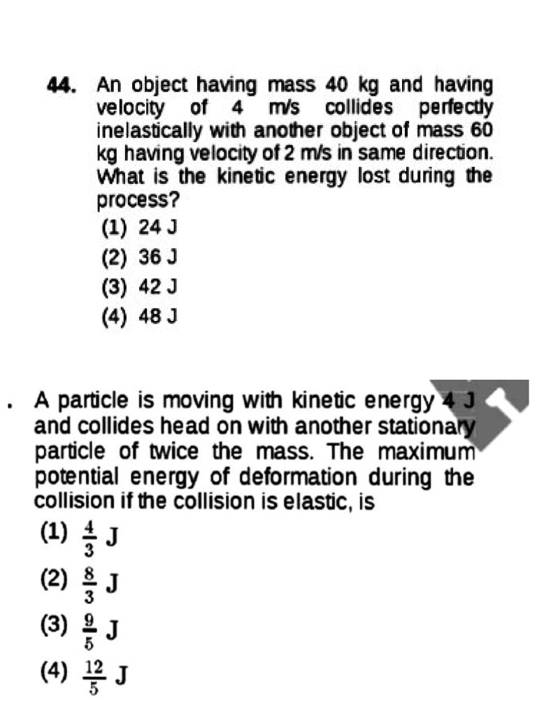 Collision Question Pdf