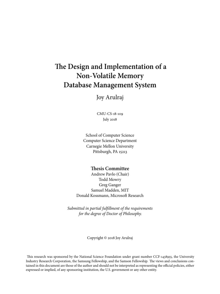 The Design and Implementation of A Non-Volatile Memory Database Management System | PDF ...