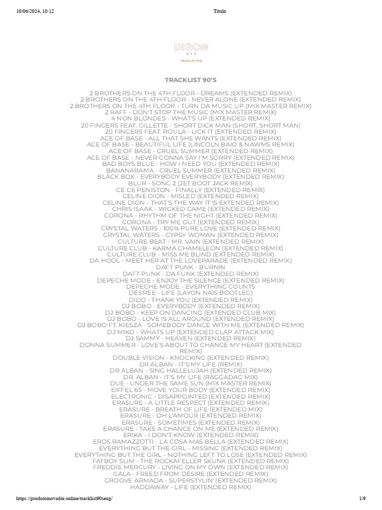 traklist disco 90 | PDF | Remix | Sound Recording