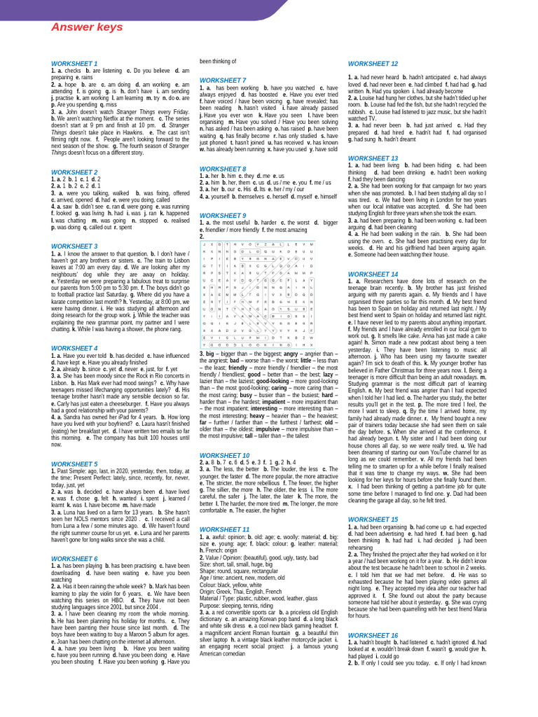 Enga10 Gw Answer Keys | PDF