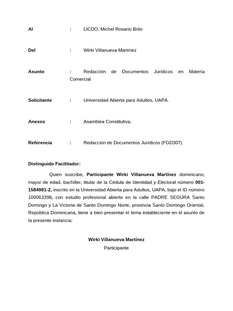 Tarea IX, Redacción de Documentos Juridicos WIRKIN | PDF | Business | Negocios económicos